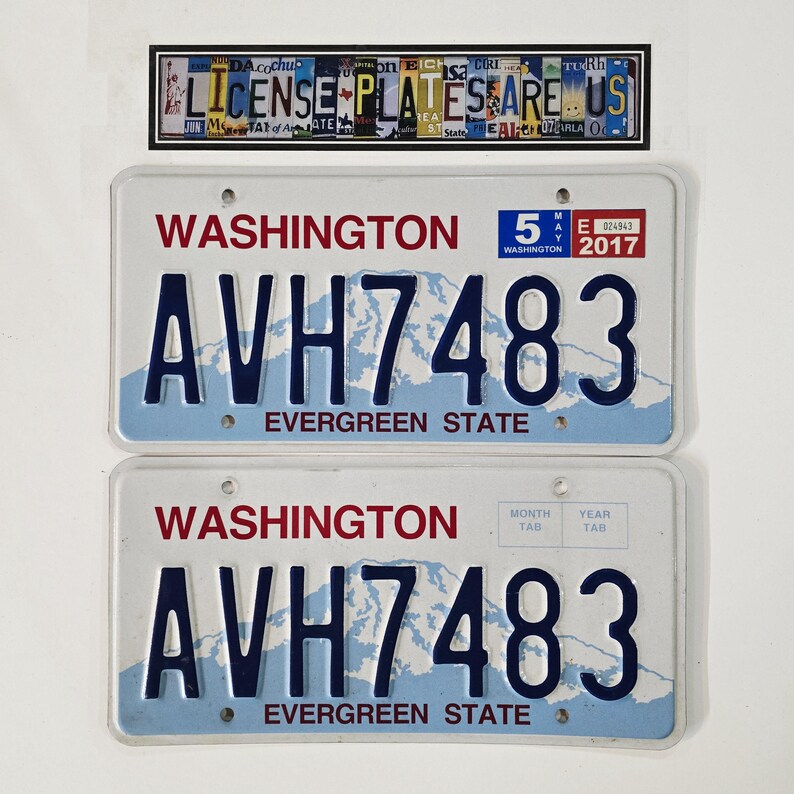 Washington State License Plate Pairs - Authentic, Collectible License ...