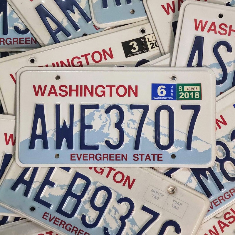 White License Plate With Blue Letters - Etsy