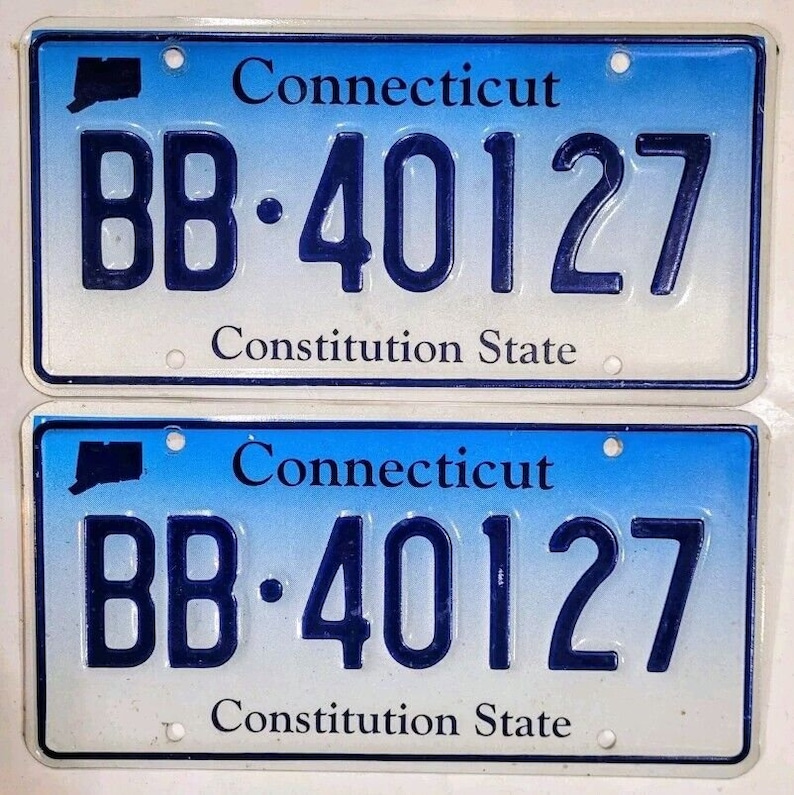 CONNECTICUT License Plate Pair - Free Shipping in USA - 1 Matching Set ...