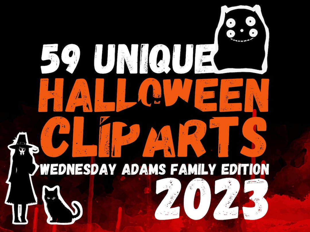 Halloween Wednesday Addams Cute, Creepy, Scary 59 Clipart Graphic Set ...