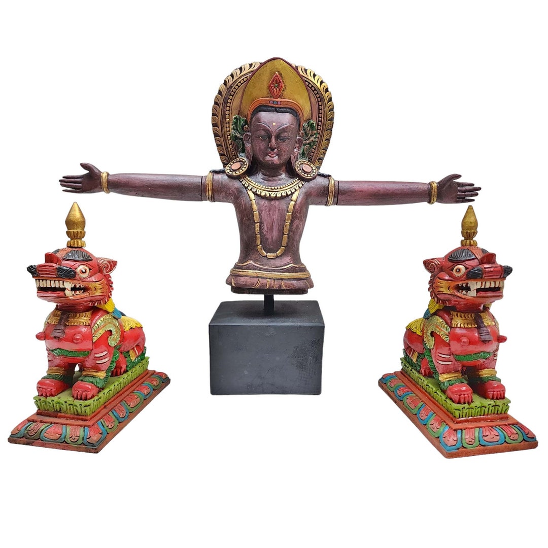 Indra Statue, Wooden Handmade Statue of Indra, With a Detachable Hand ...