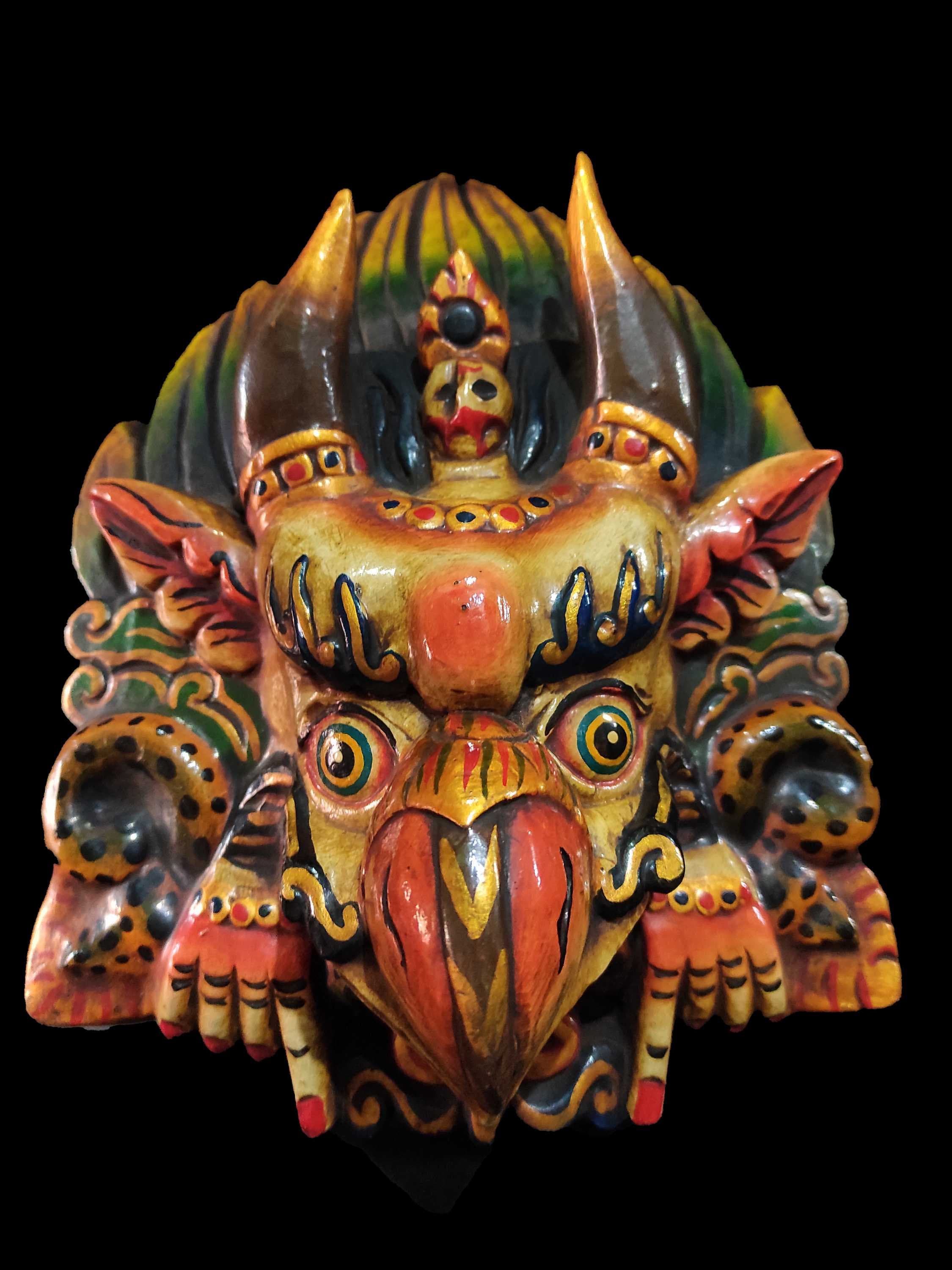 Garuda Mask, Handmade Wooden Mask of Garuda, Painted Red, Poplar Wood ...