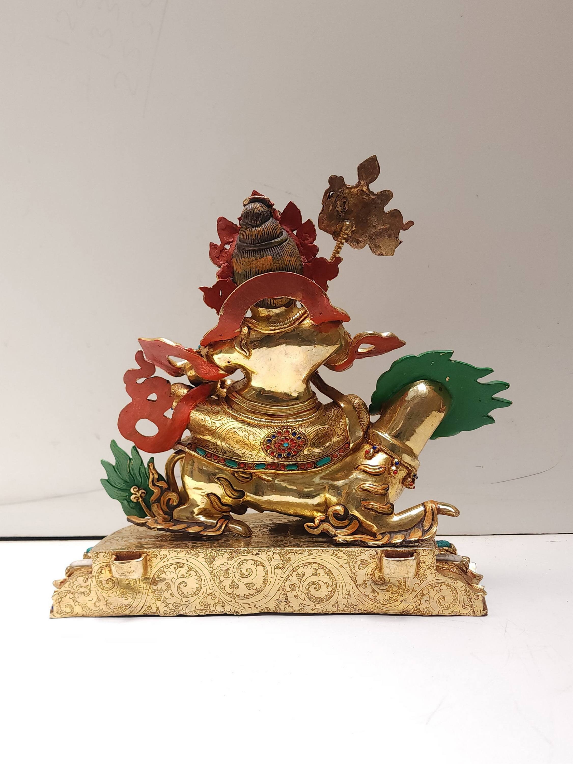 42x27x14 Cm,buddhist Handmade Statue of Singha Kuber, Jambhala Namtose ...