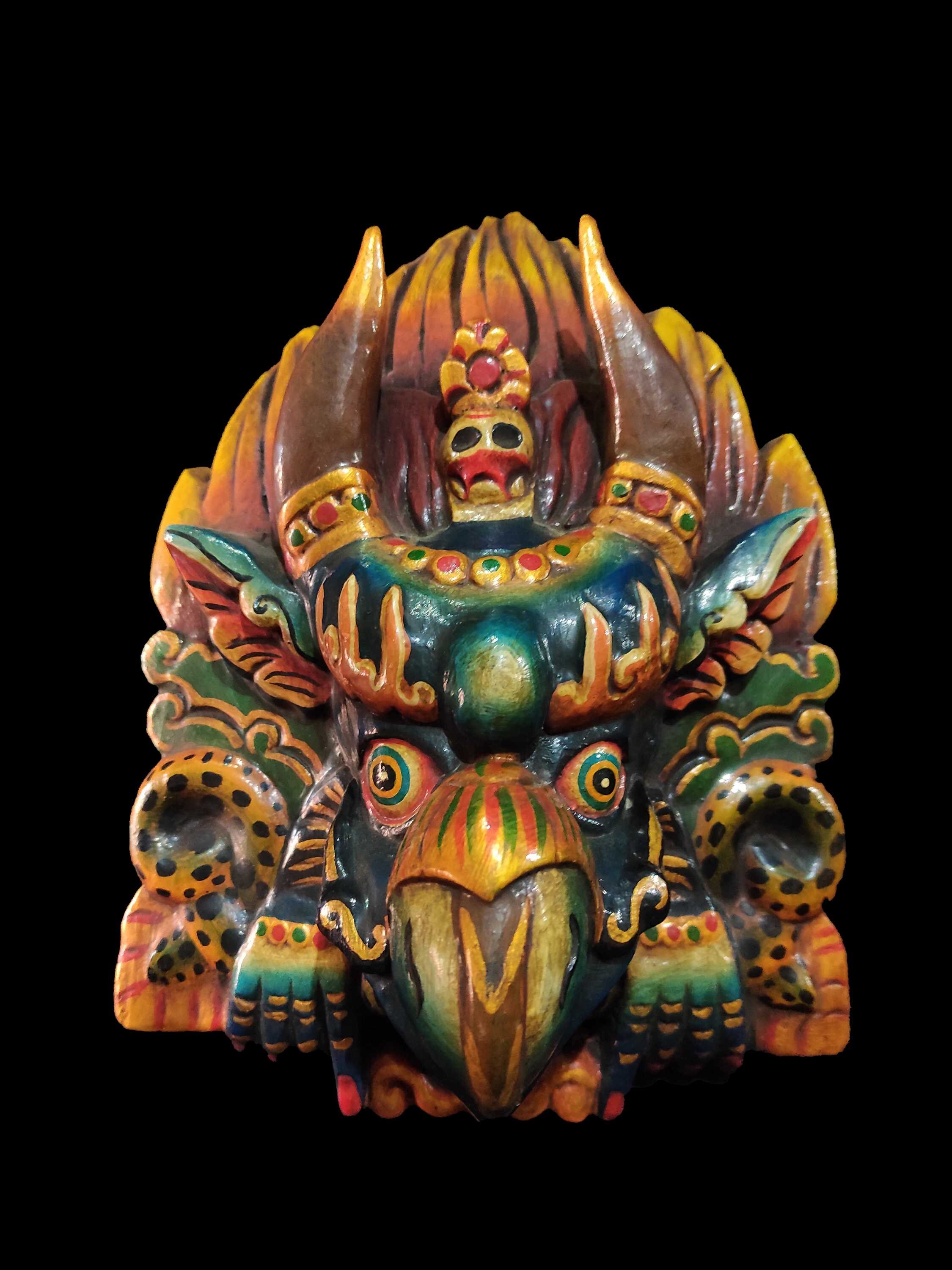 Garuda Mask, Handmade Wooden Mask of Garuda, Painted Red, Poplar Wood ...