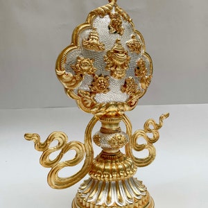 Buddhist Offering of Ashtamangala, Gold and Silver Plated With Fine ...