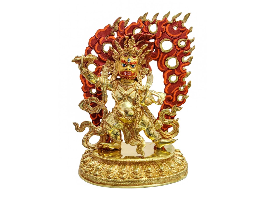 13 Inch, Vajrapani, Buddhist Handmade Statue of Chana Dorje, Gold ...