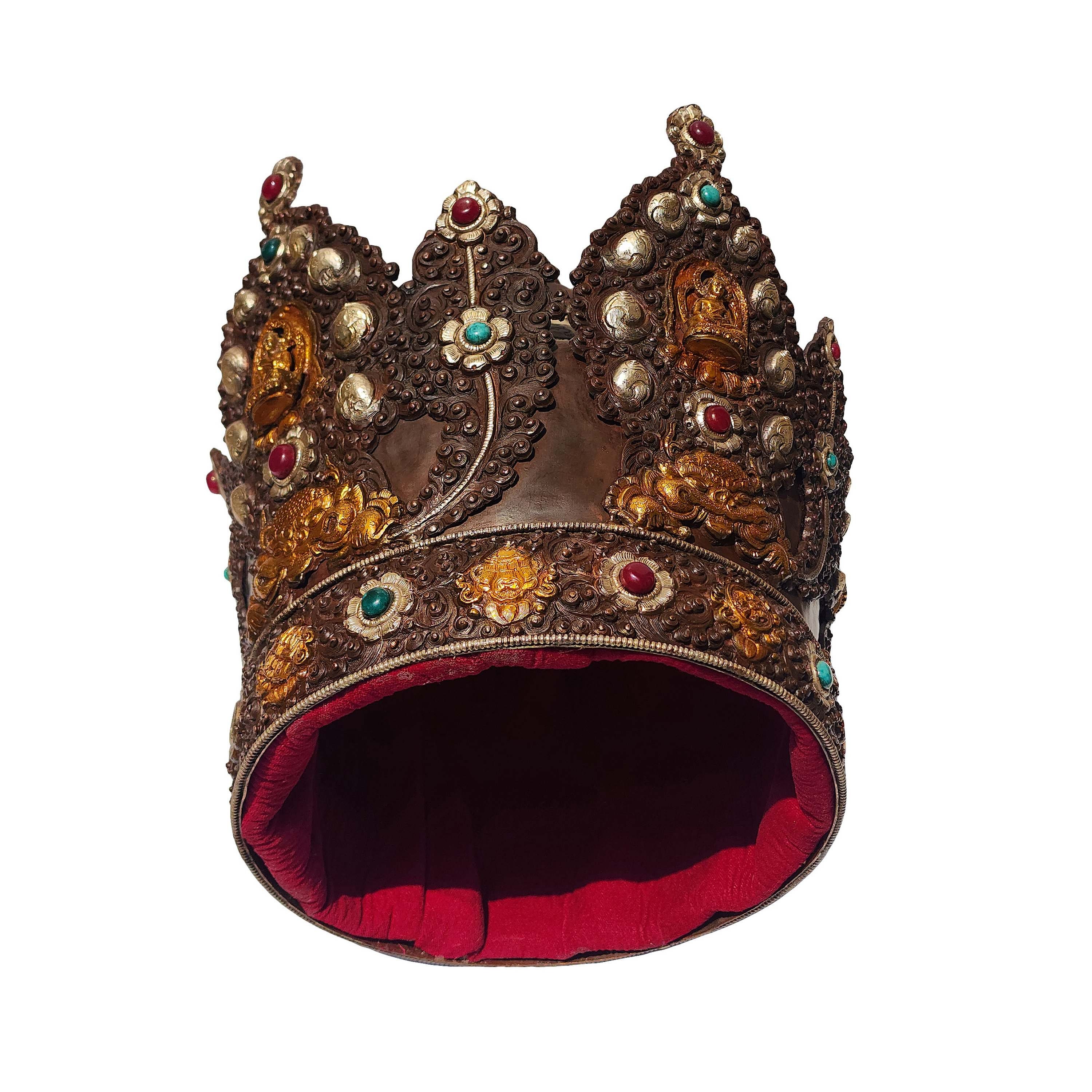13 Inch, Crown With Gem-encrusted, Handmade Buddhist Crown With ...