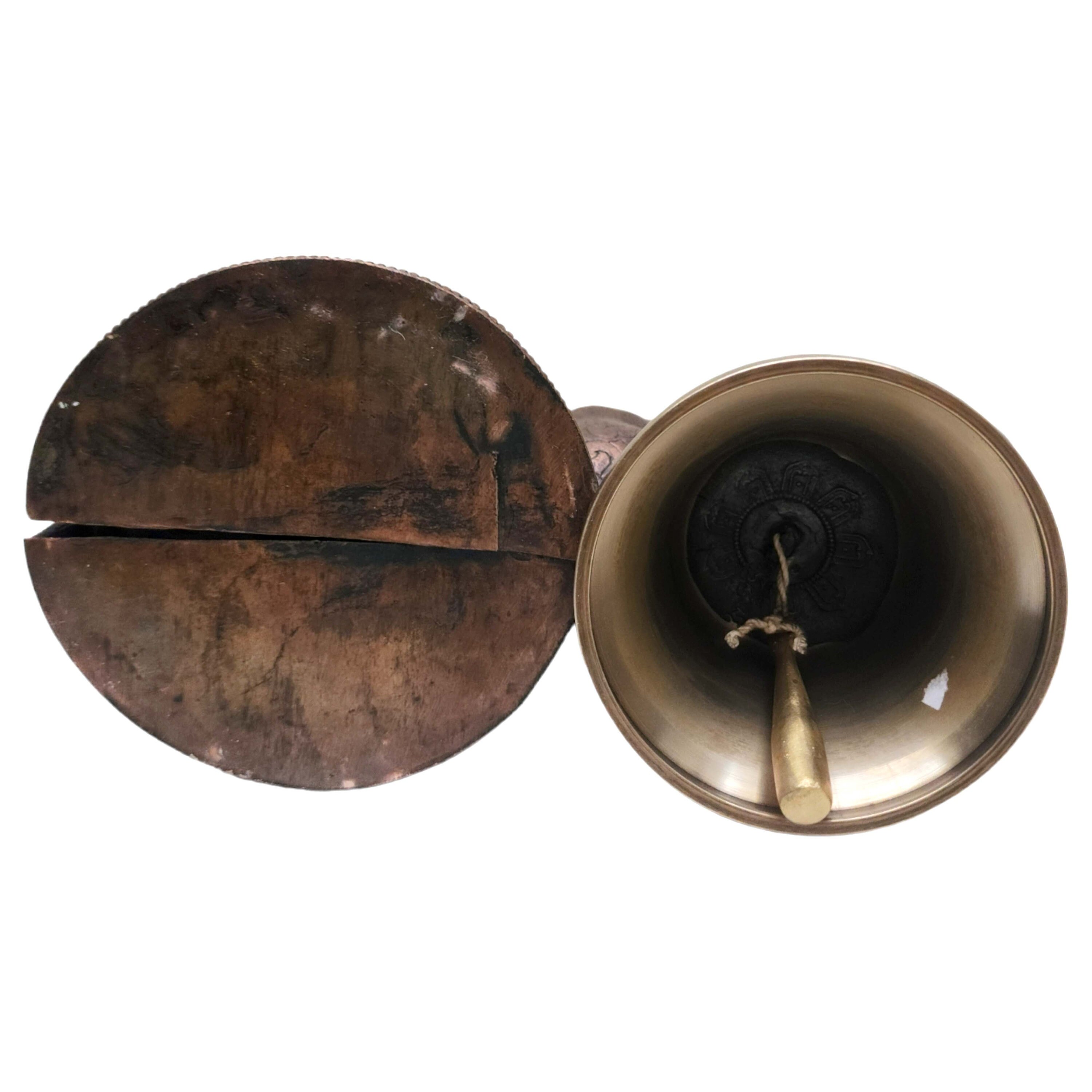 8 Inch, Bell and Dorje Vajra, With Metal Cover, Gold Plated, Master ...