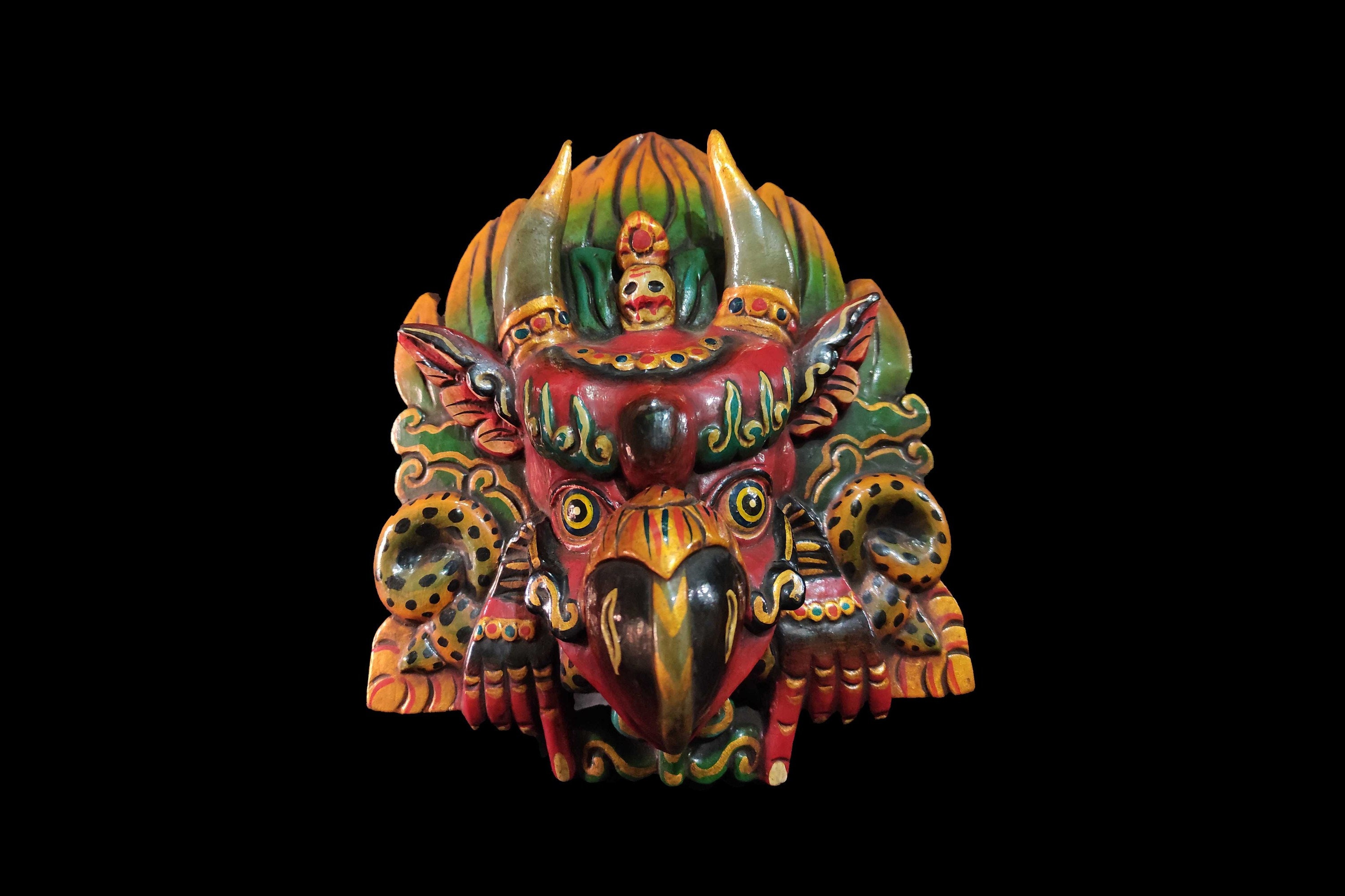 Garuda Mask, Handmade Wooden Mask of Garuda, Painted Red, Poplar Wood ...