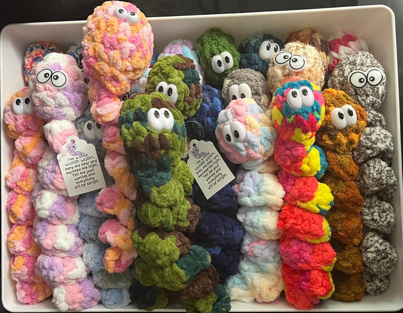 Crochet Fidget Worry Worm: Handmade Amigurumi Plush - Etsy