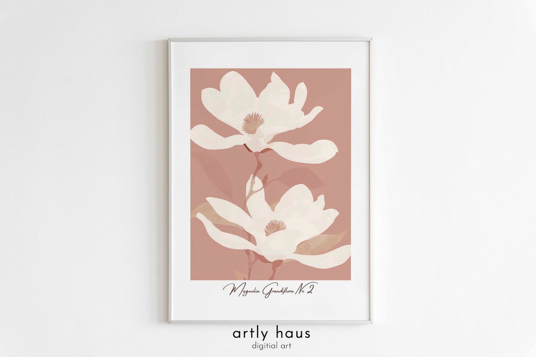 Serene Magnolia Composition 2 Poster Solo Modern Flower Print Trendy & Vibrant Botanical Decor ...
