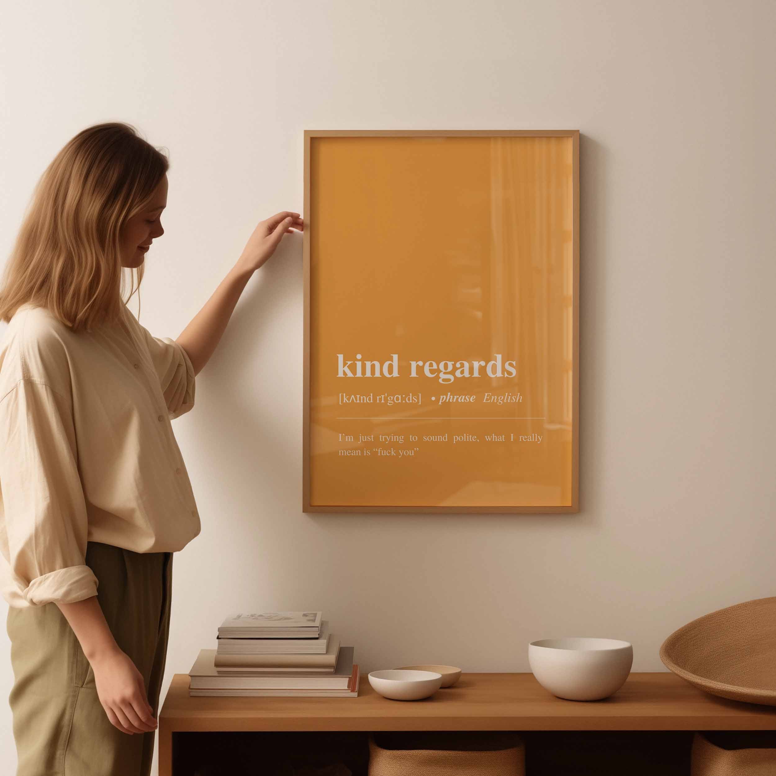 Kind Regards Poster Solo Humorous Typography Posters Home Office Decor ...