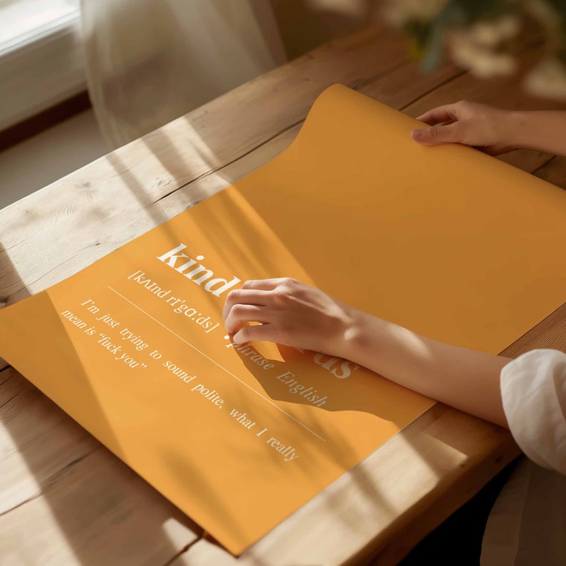Kind Regards Poster Solo Humorous Typography Posters Home Office Decor ...