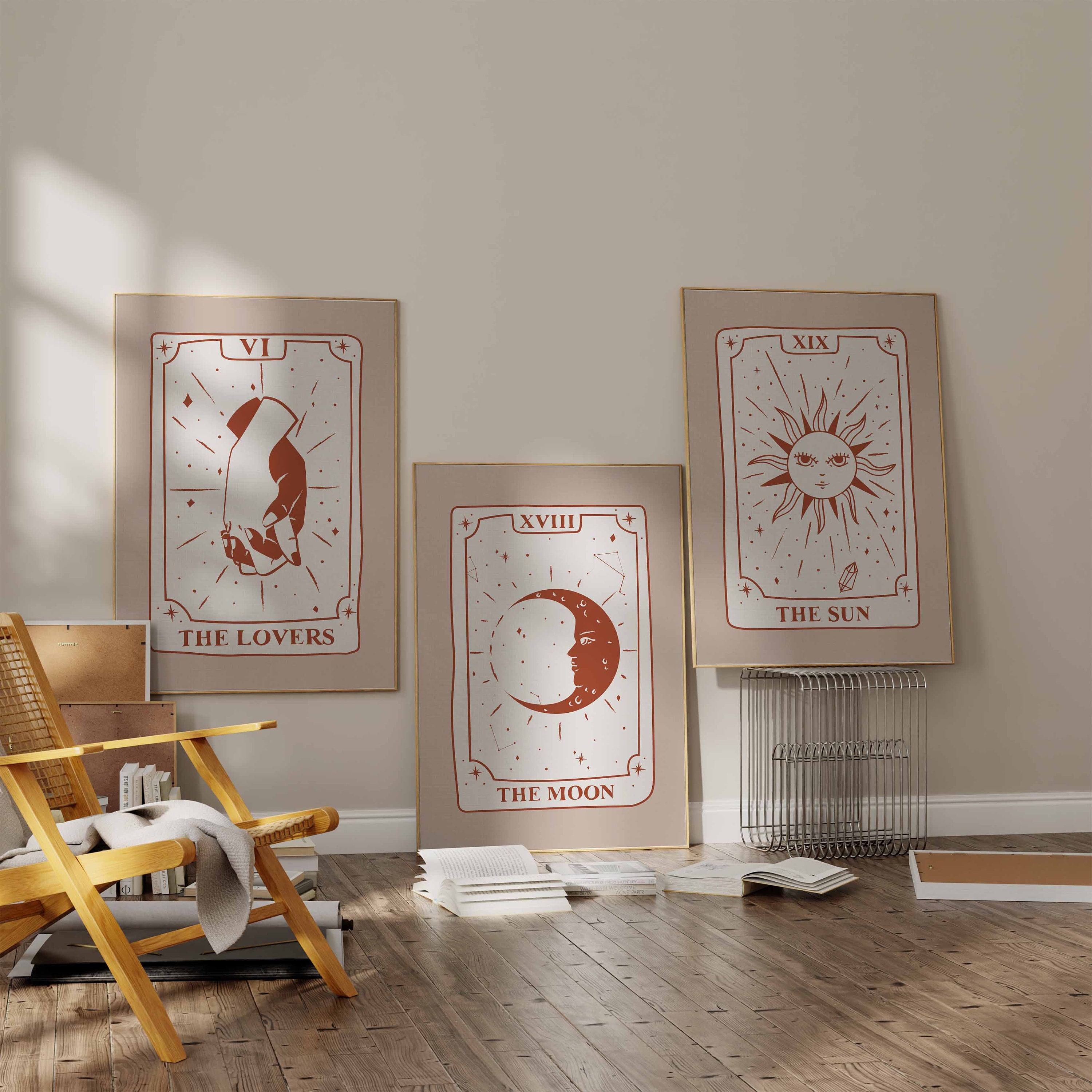 Tarot Poster Trio Terracotta Tarot Cards Tarot Poster - Etsy