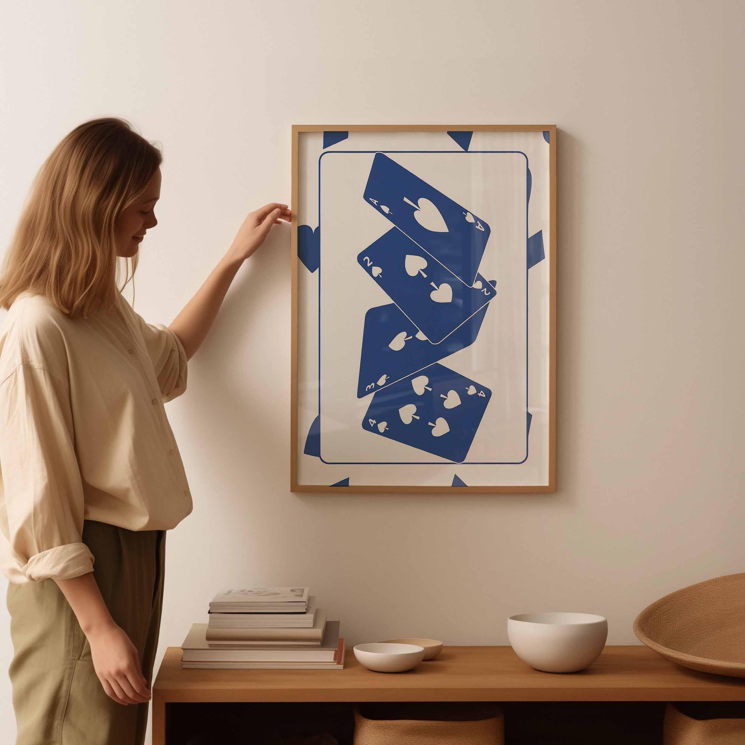 Lucky Cards Poster Vintage Playing Cards Print Fun Game Room Decor ...