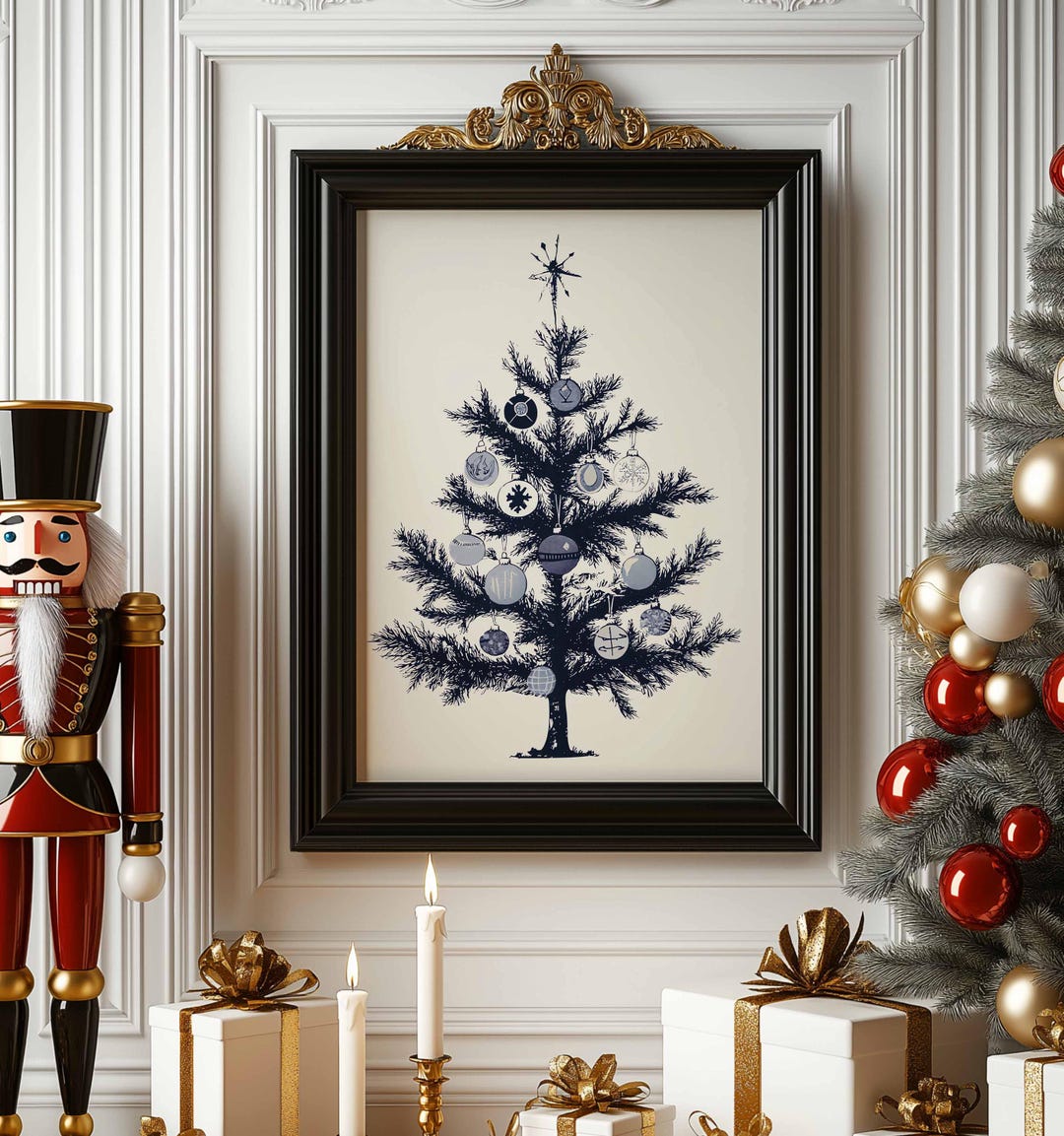 Modern Christmas Tree Poster Minimalist Holiday Wall Art Contemporary ...