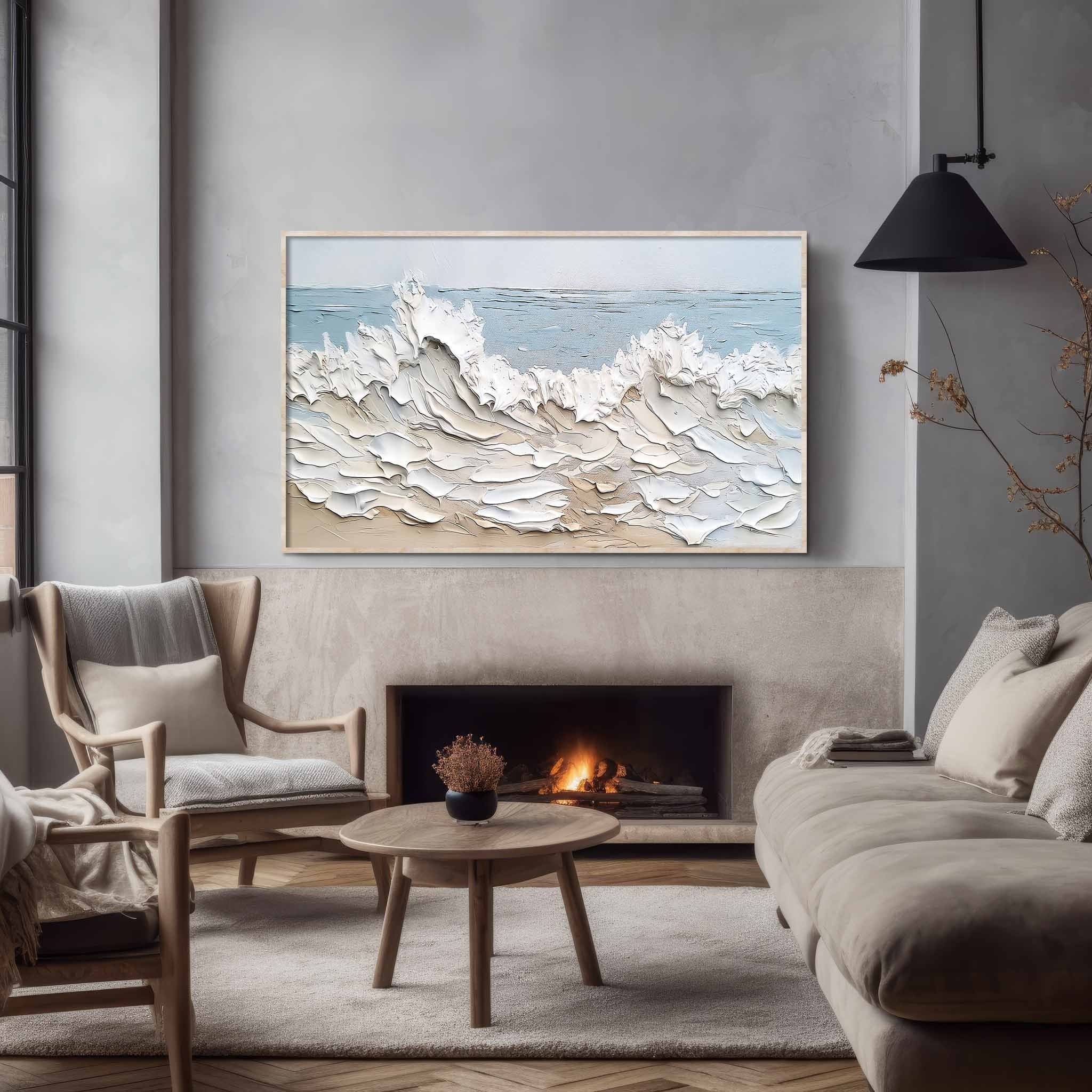 Samsung Frame TV Art Calm Shore Waves Textured Coastal Scene Serene ...