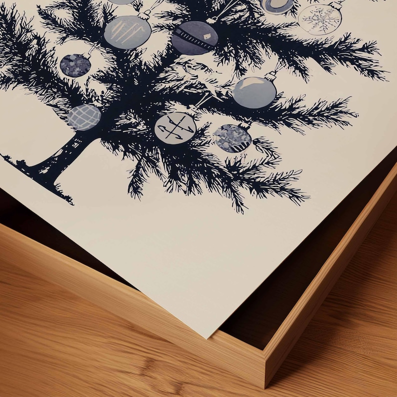 Modern Christmas Tree Poster Minimalist Holiday Wall Art Contemporary ...