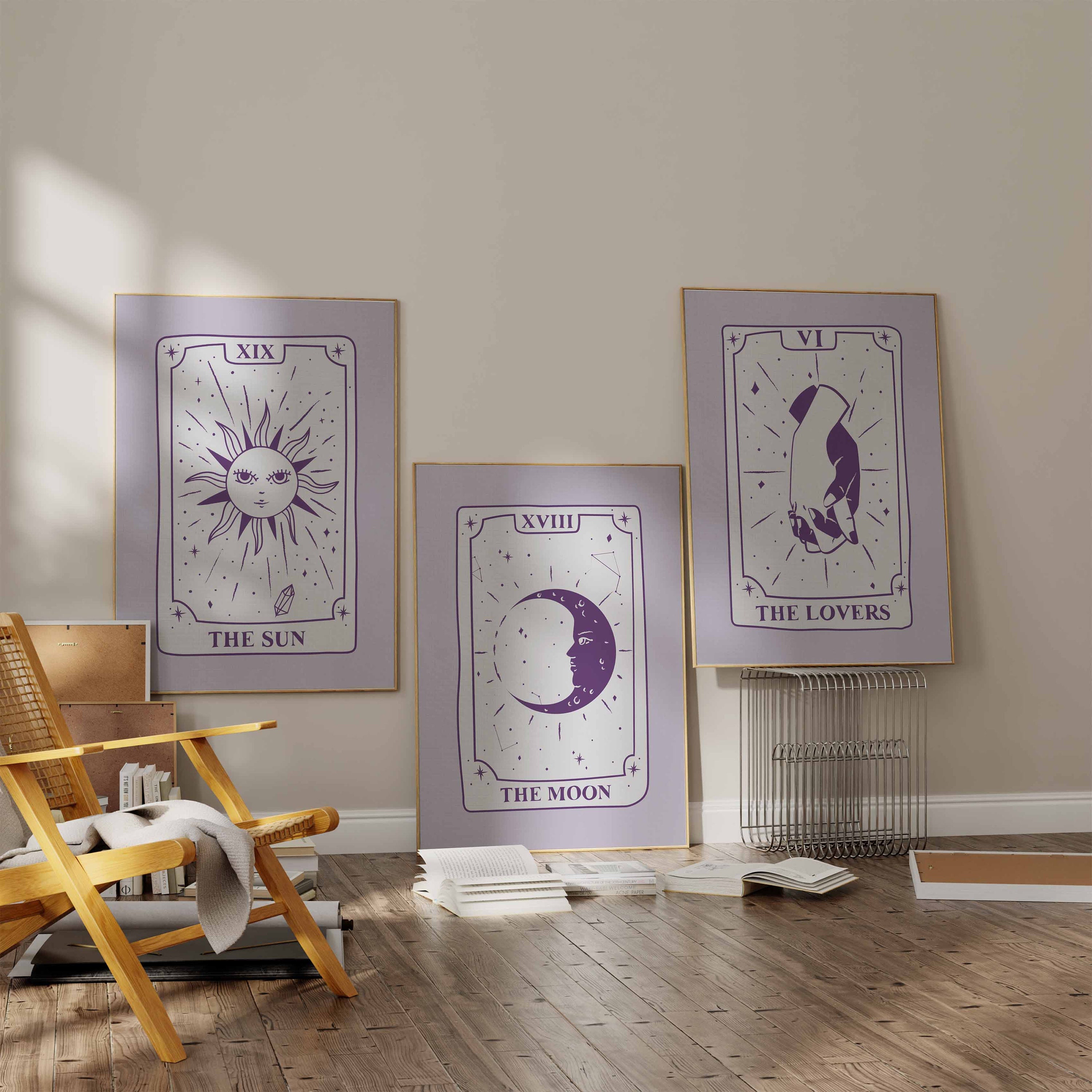 Tarot Poster Trio Amethyst Tarot Cards Tarot Poster Set Trendy Wall Art ...