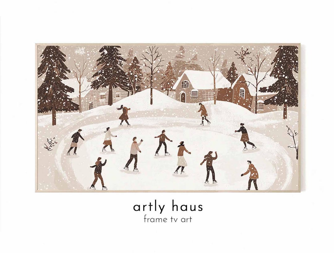Ice Skating TV Artwork Christmas Village Holiday Frame TV Pictures for ...
