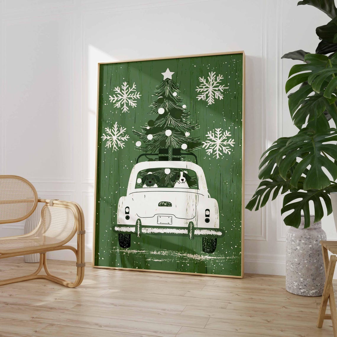 Cute Christmas Poster With Dogs Fun Holiday Wall Art for Kids Pet ...