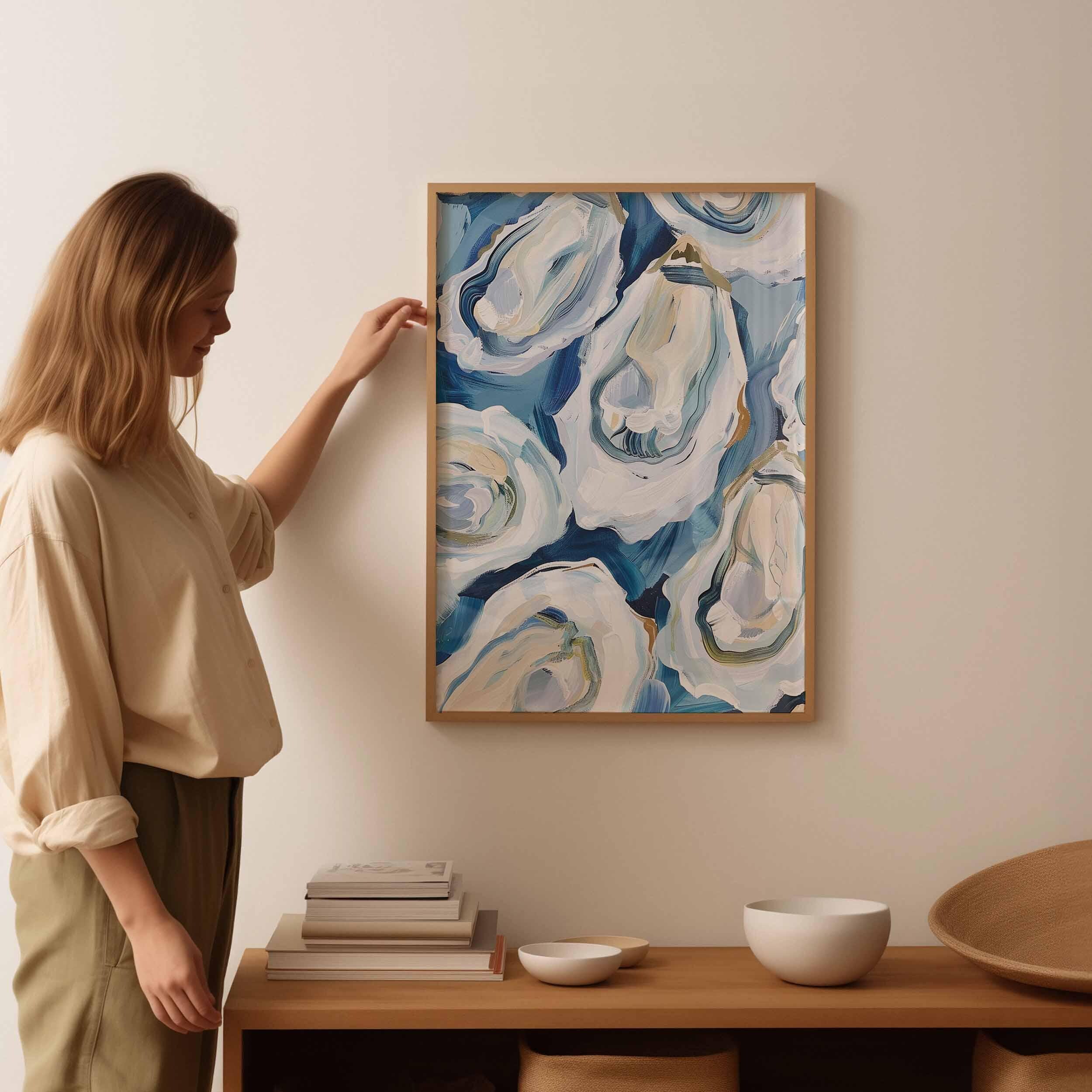Oyster Shell Print Beach Wall Art Coastal Oyster Artwork Beach House ...