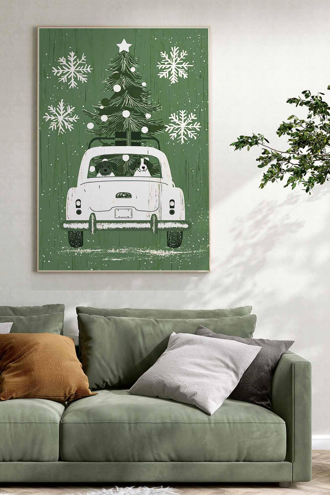 Cute Christmas Poster With Dogs Fun Holiday Wall Art for Kids Pet ...