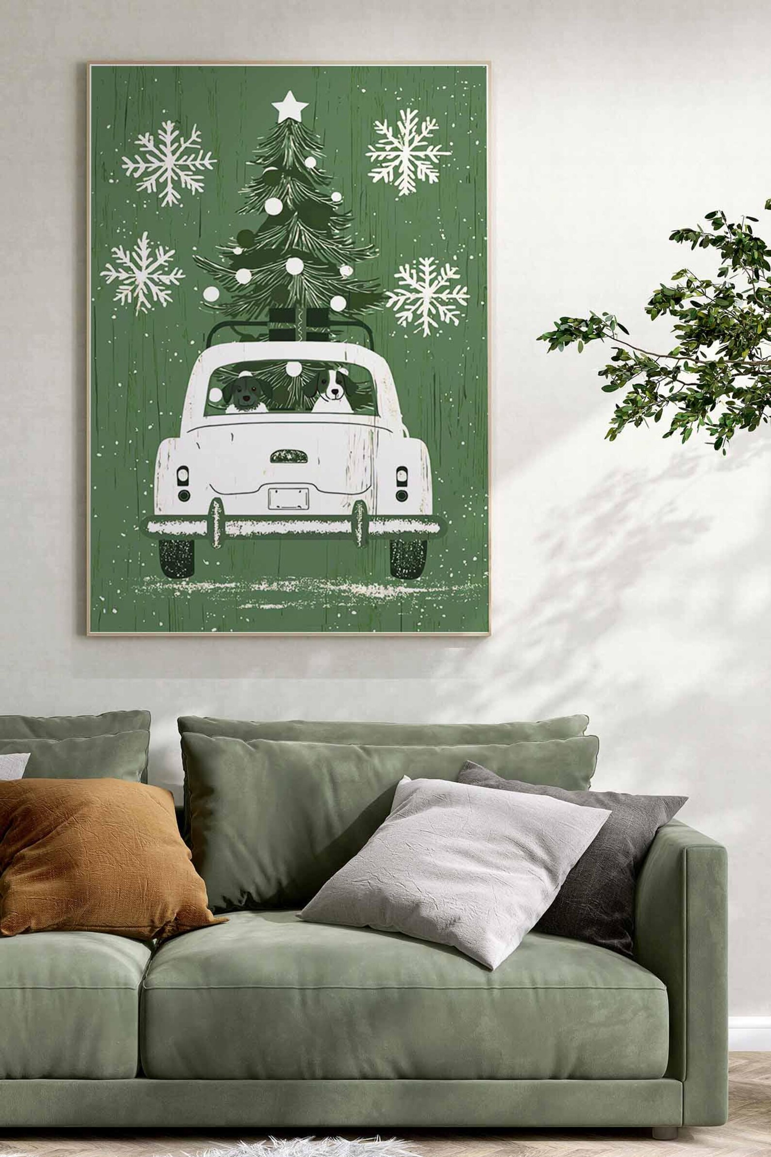 Cute Christmas Poster With Dogs Fun Holiday Wall Art for Kids Pet ...