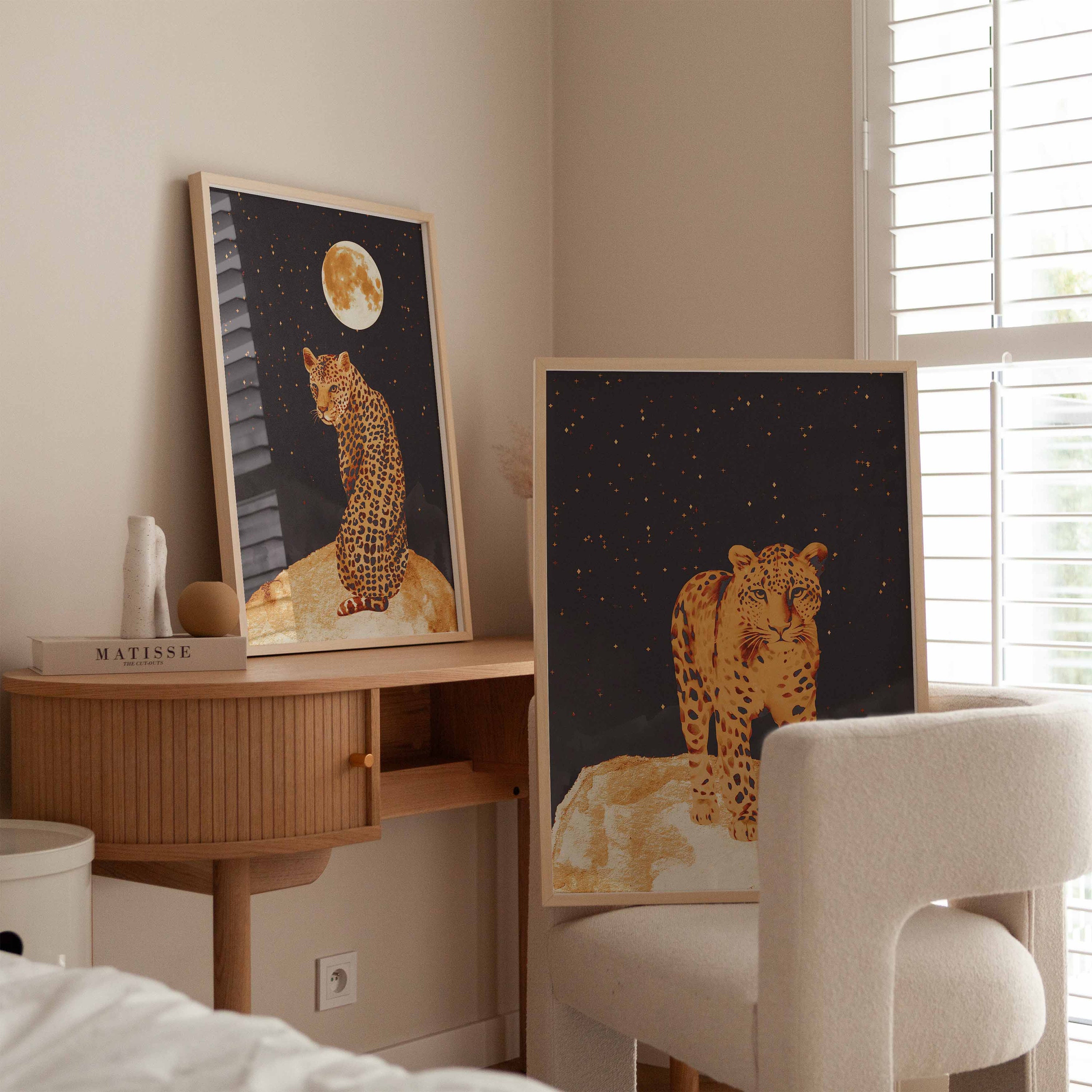 Leopards of the Lunar Forest Poster Duo Leopard Walking and With Full ...