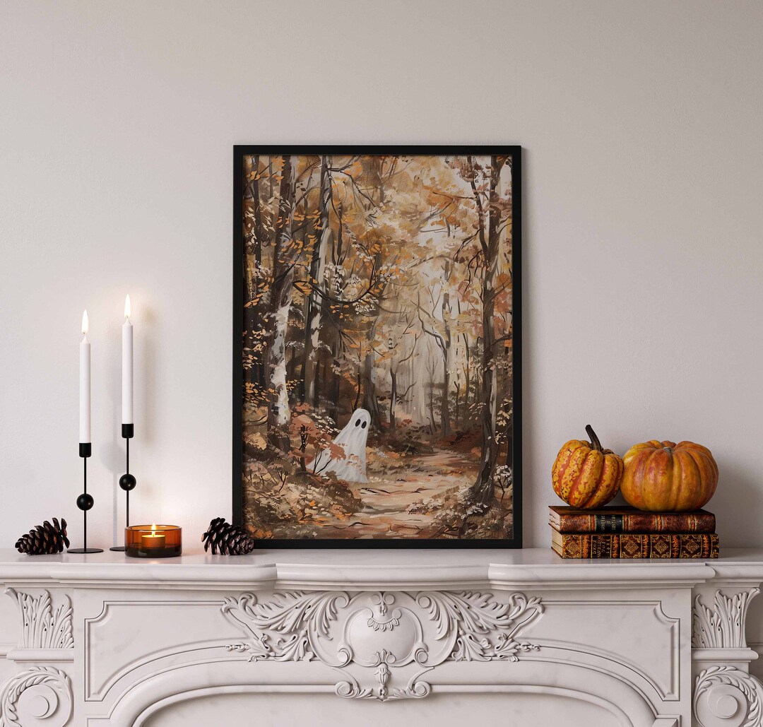 Thanksgiving Cute Ghosts in the Meadow Poster Solo Retro Thanksgiving ...