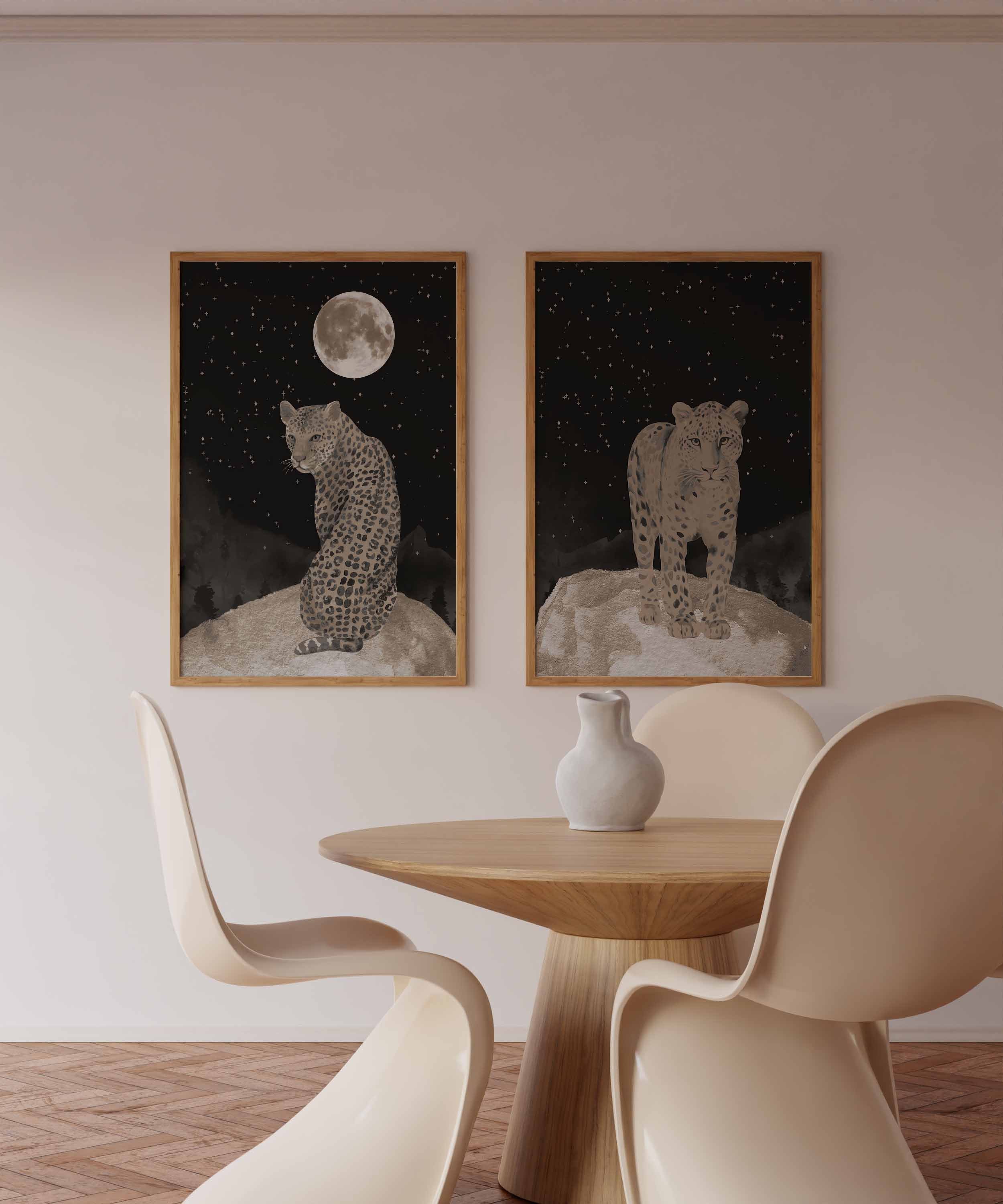 Leopards of the Lunar Forest Poster Duo Leopard Walking & Leopard With ...