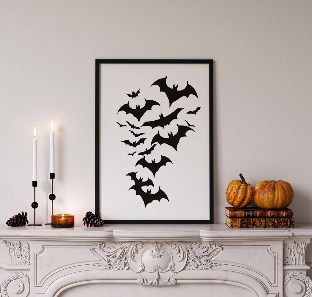 Halloween Black Bats Poster Solo Retro Halloween Printable Trendy ...