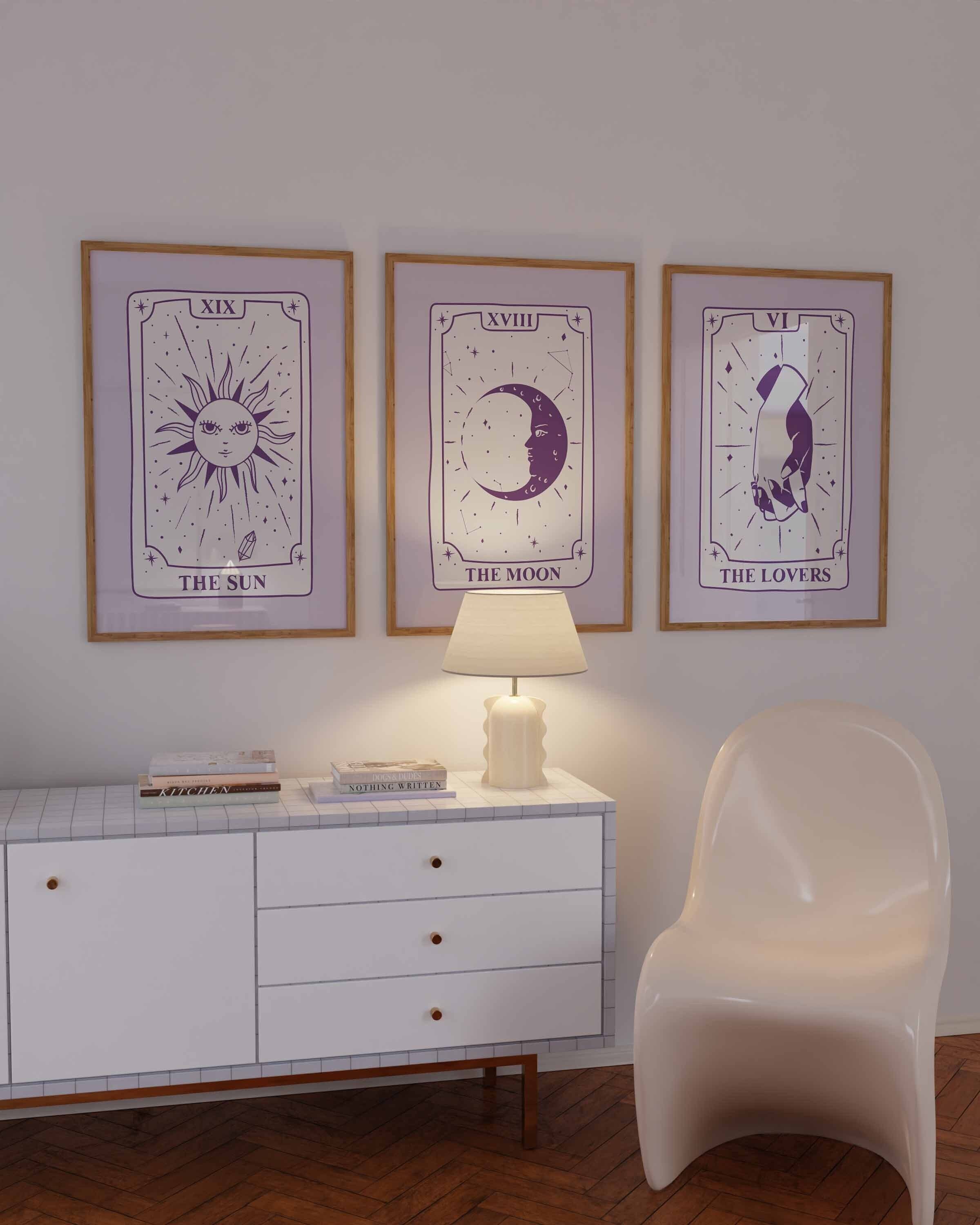 Tarot Poster Trio Amethyst Tarot Cards Tarot Poster Set Trendy Wall Art ...
