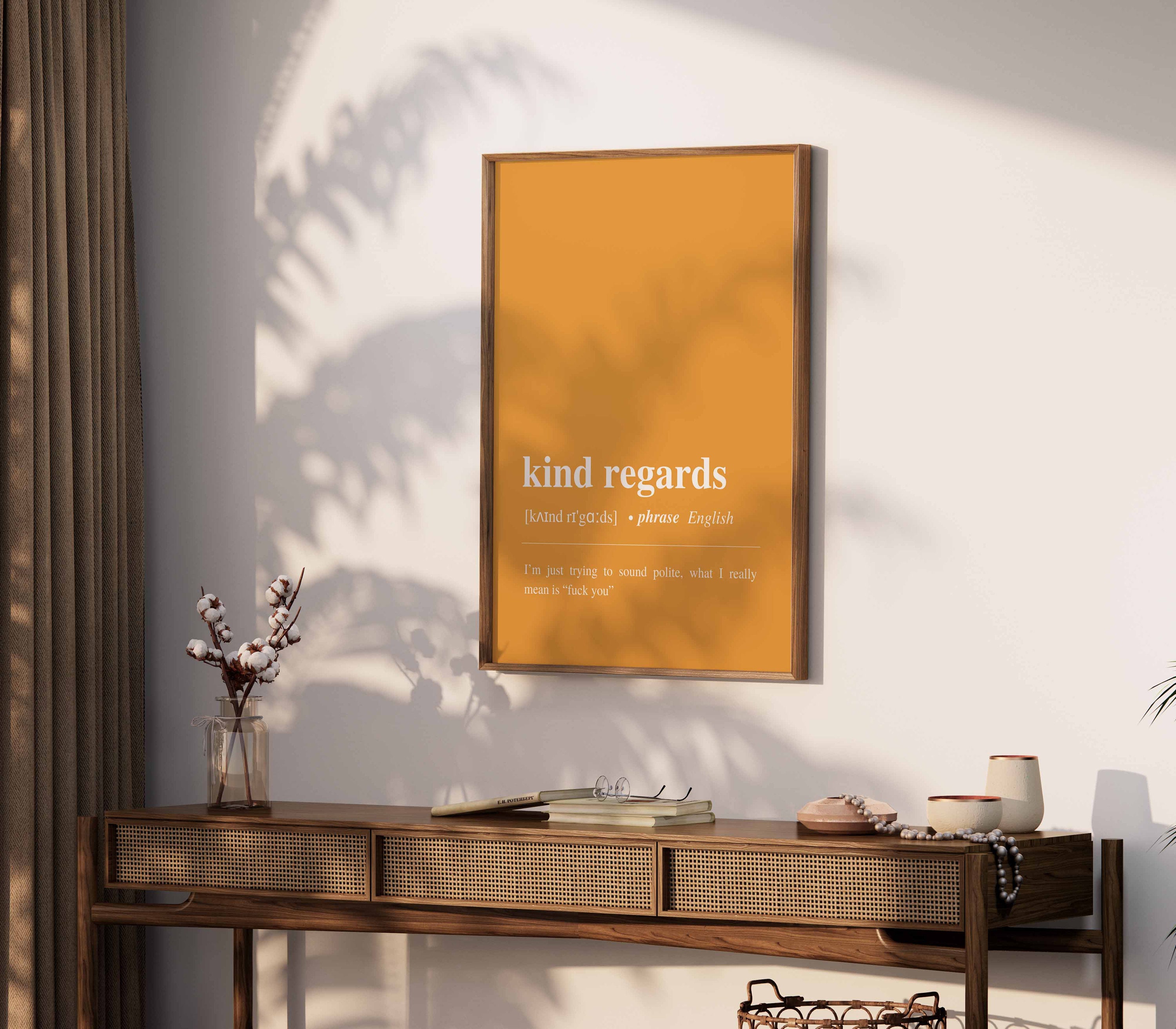 Kind Regards Poster Solo Humorous Typography Posters Home Office Decor ...