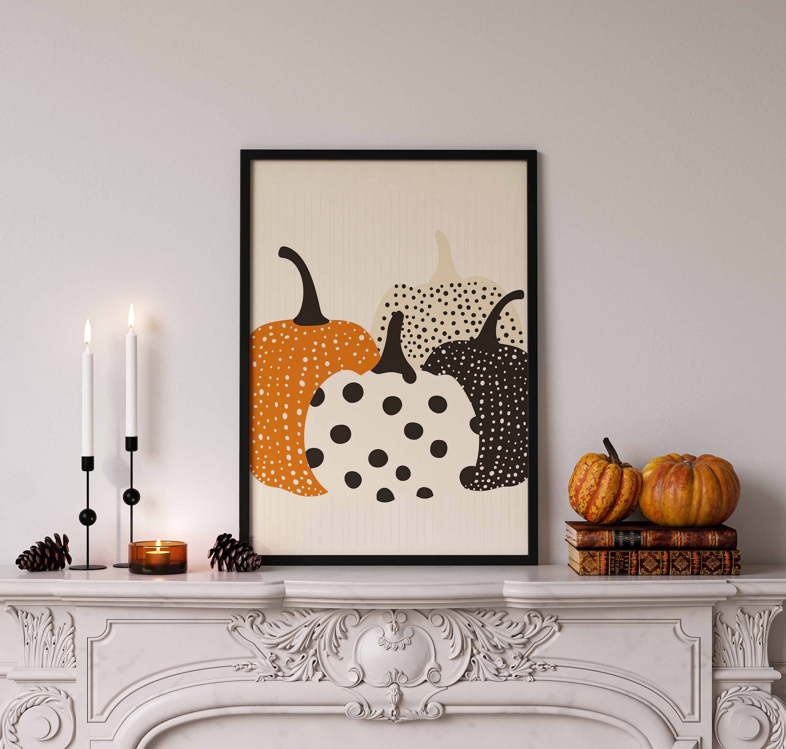 Halloween Pumpkins With Dots Poster Solo Retro Halloween Printable ...