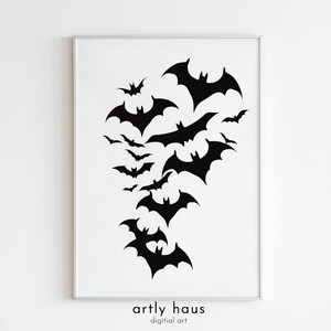 Halloween Black Bats Poster Solo Retro Halloween Printable Trendy ...