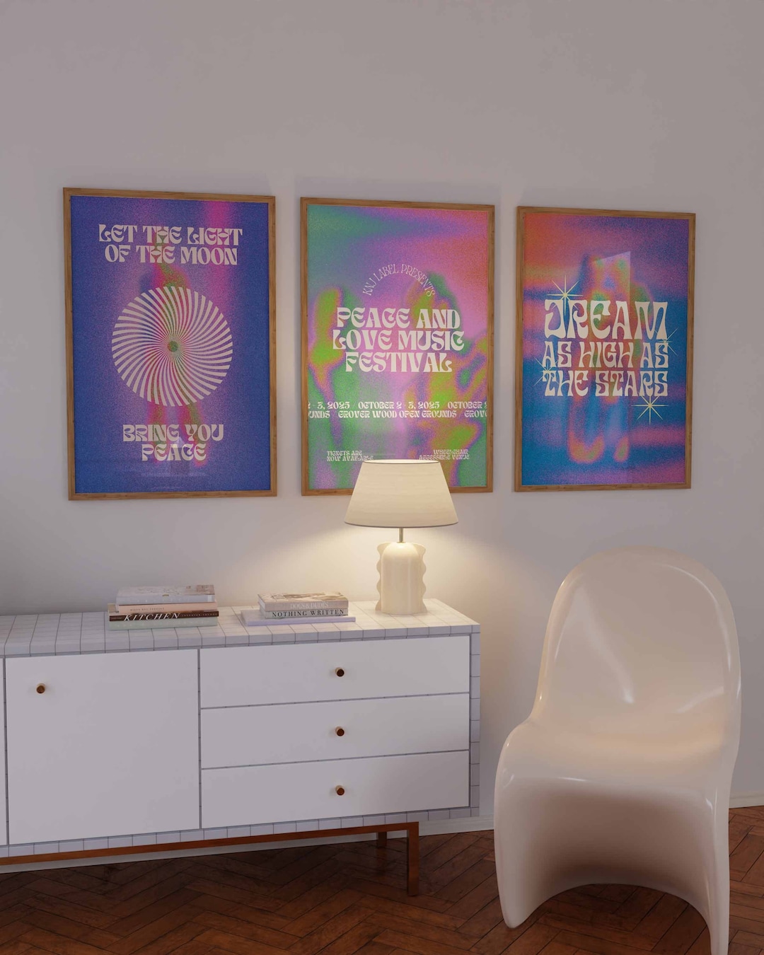 Trippy Poster Trio Psychedelic Art Retro Poster 70s - Etsy