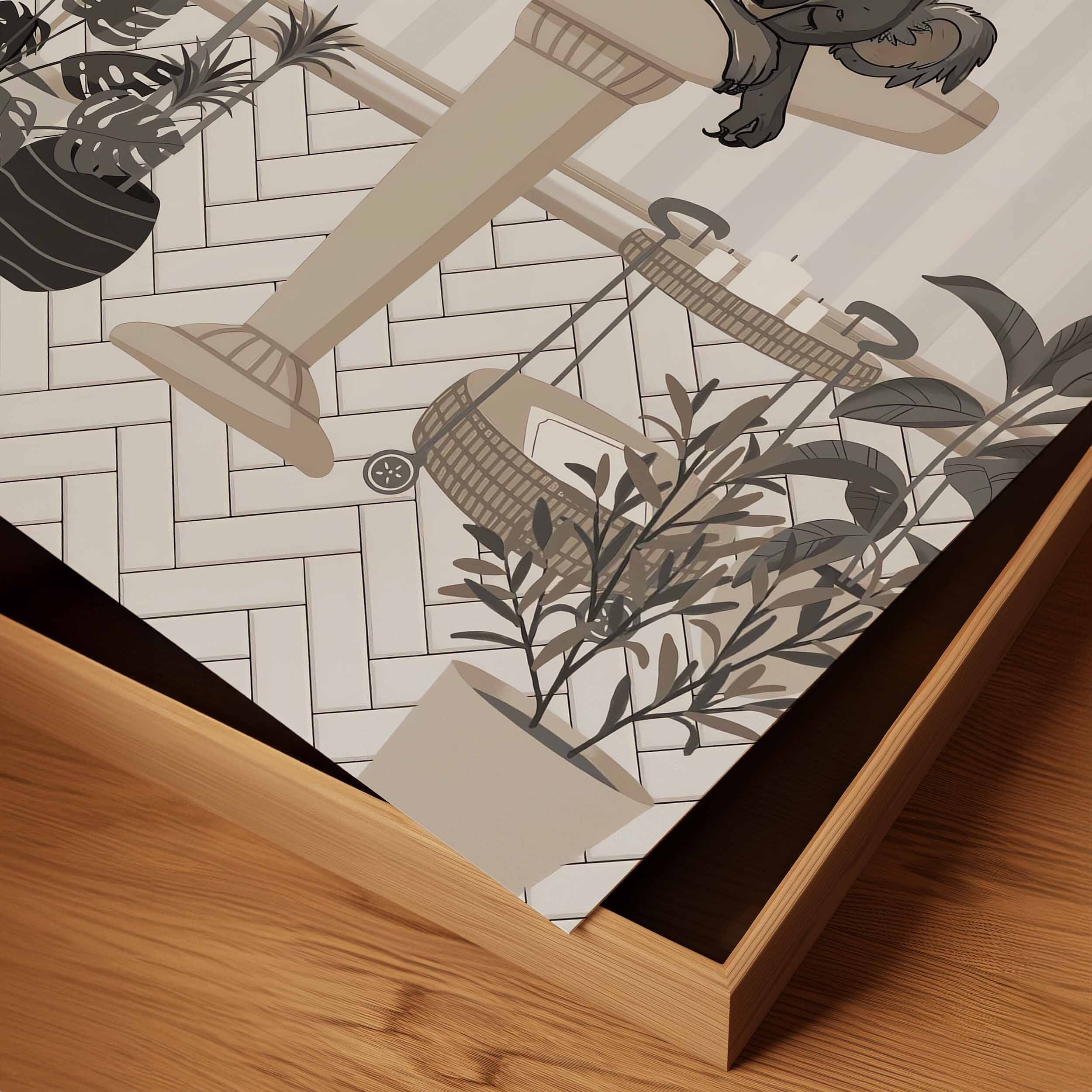 Furry Bathroom Adventure Poster Duo Koala Sleeping & Baby Panda on ...