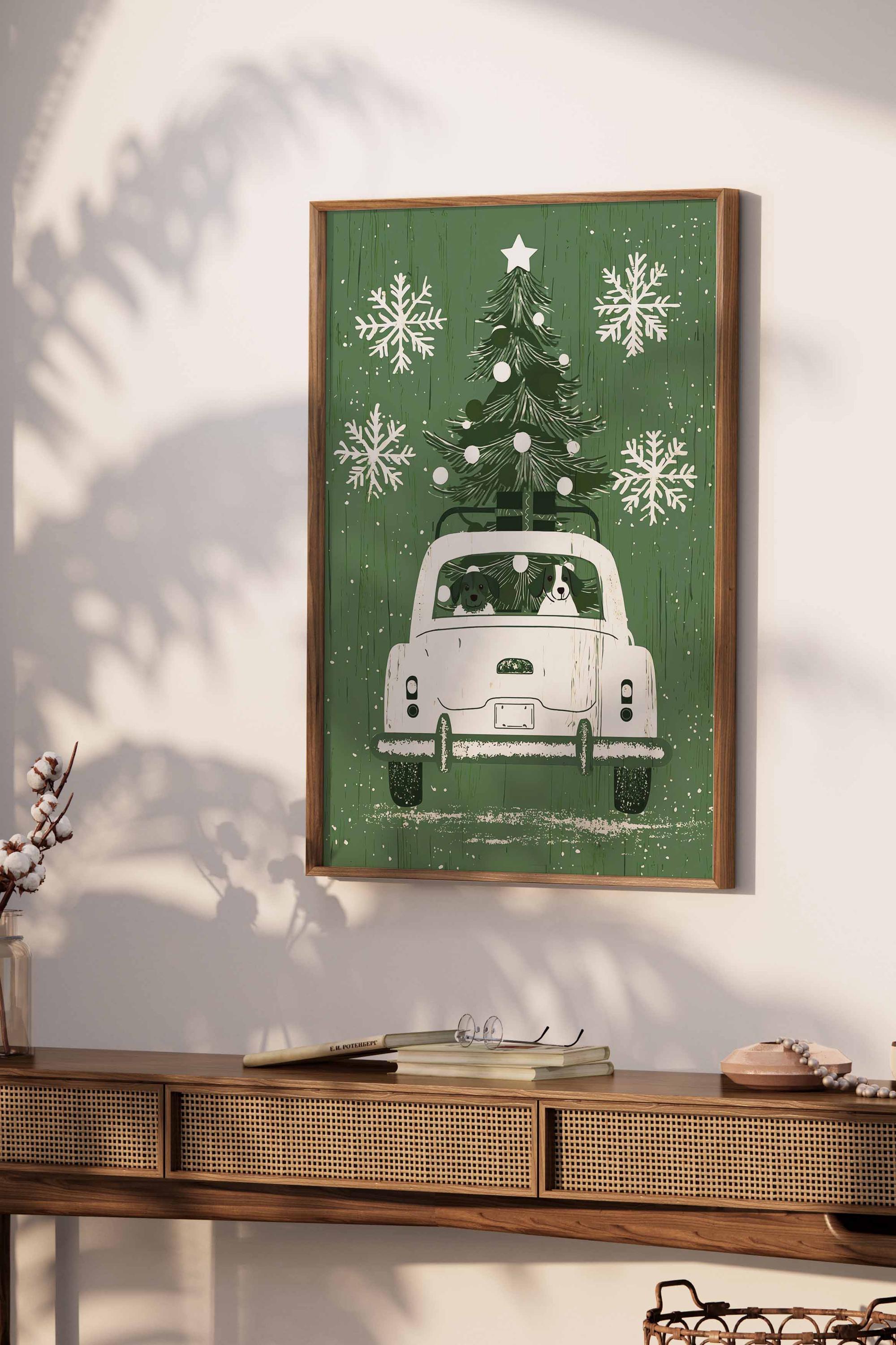 Cute Christmas Poster With Dogs Fun Holiday Wall Art for Kids Pet ...