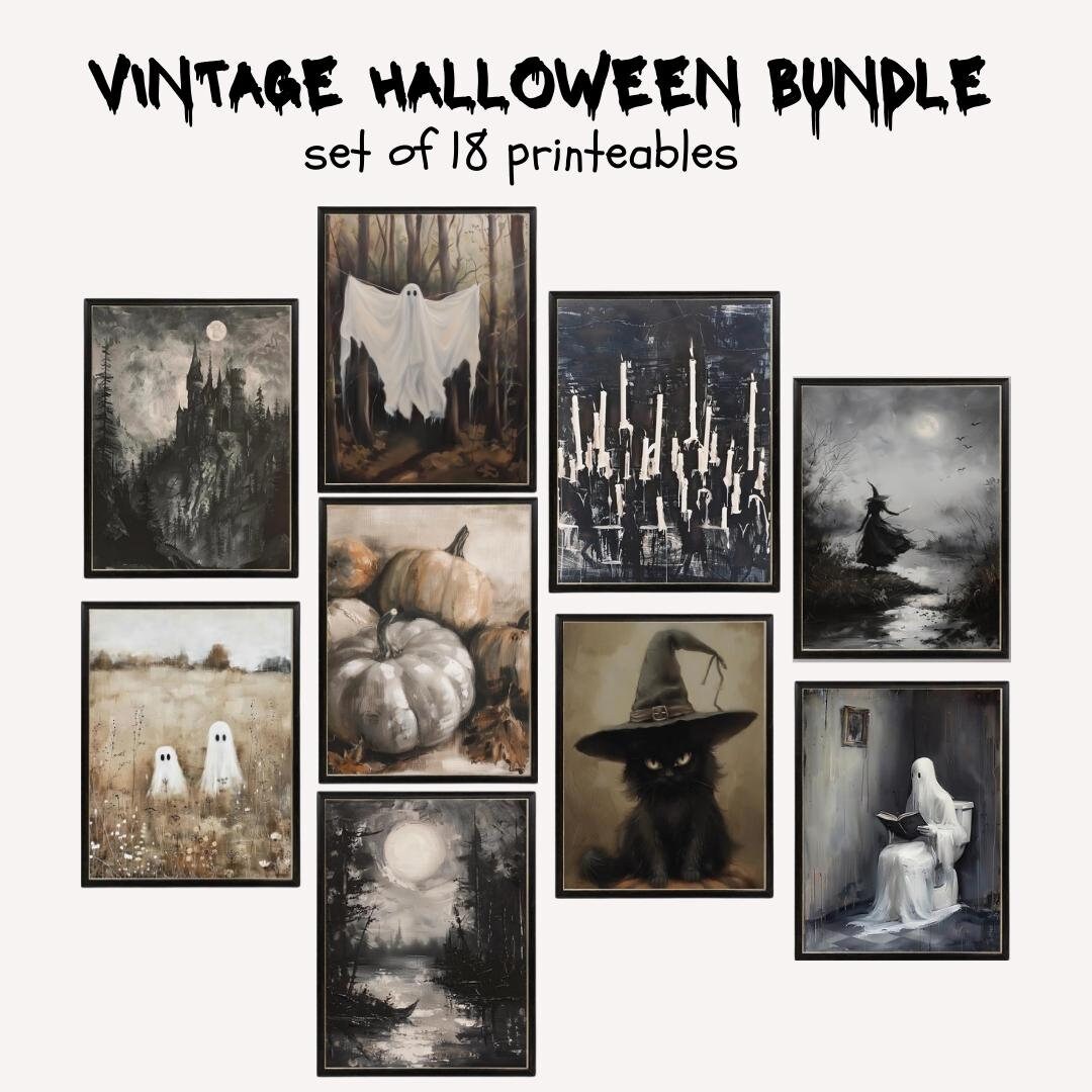 Halloween Poster Bundle 18 PRINTABLES Ghotic Halloween Printables ...