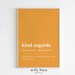 Kind Regards Poster Solo Humorous Typography Posters Home Office Decor ...