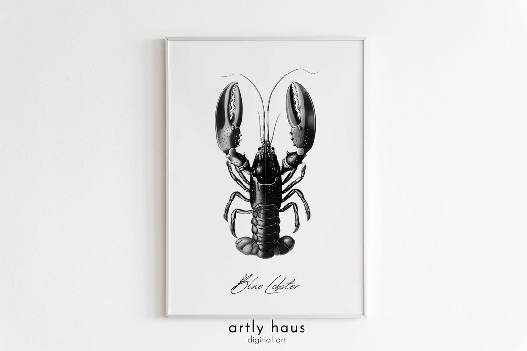 Hummer Poster Solo Retro und Vintage Strand Kunst Schwarz-Weiß-Dekor ...