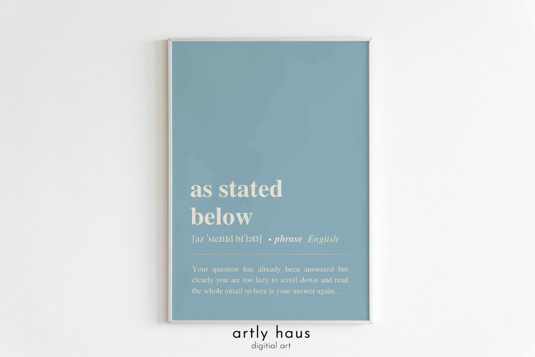 As Stated Below Poster Solo Humorous Typography Posters Home Office ...
