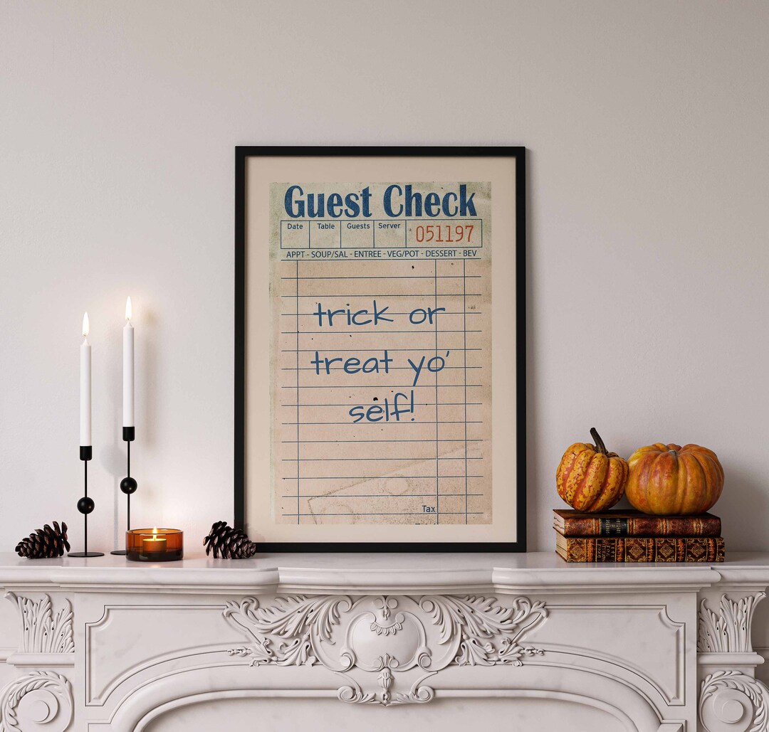 Halloween Trick or Treat Guest Check Poster Solo Retro Halloween Print ...