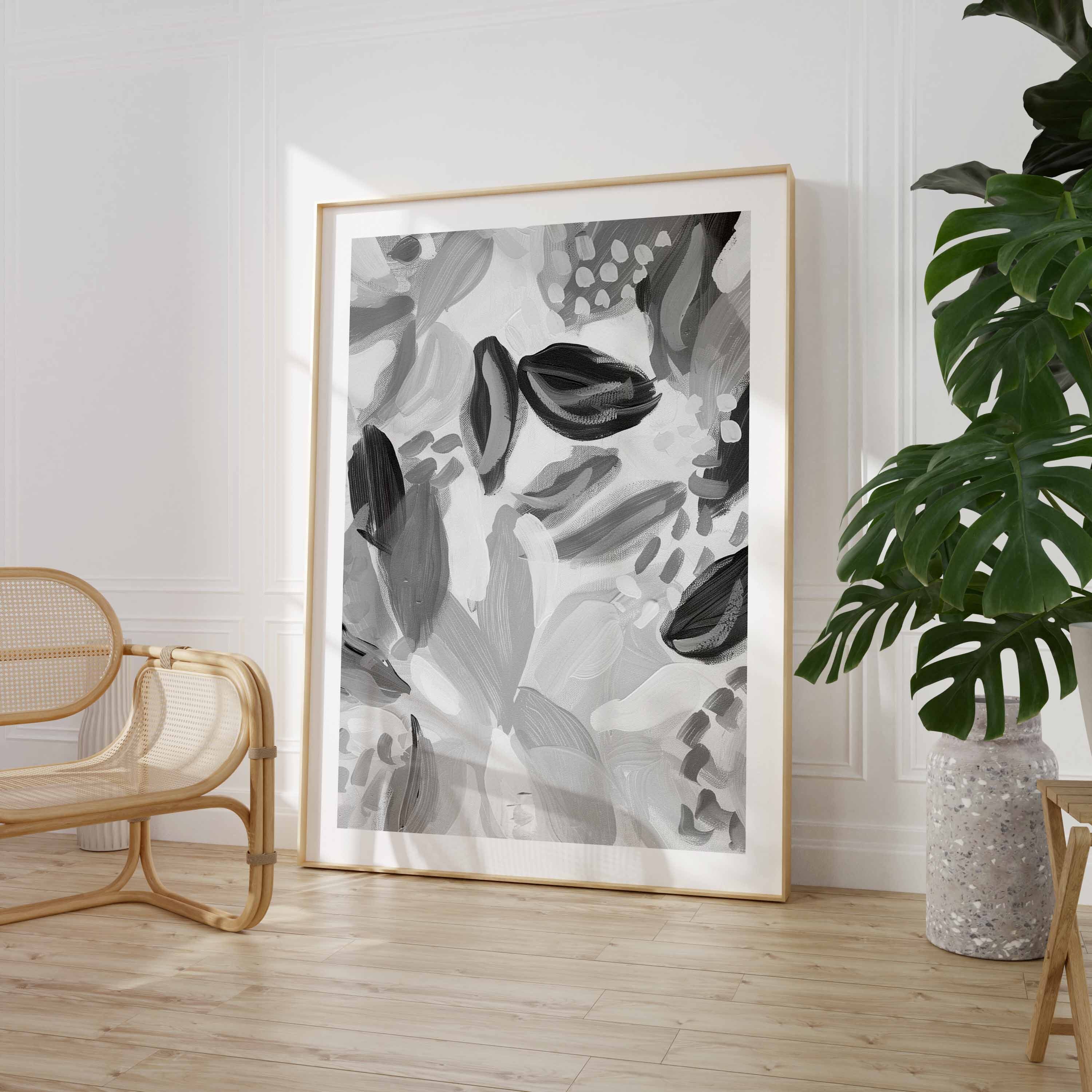 Impressionist Garden Poster Solo Abstract Botanical Poster Black and ...