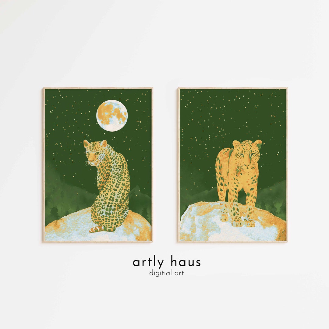 Leopards of the Lunar Forest Poster Duo Leopard Walking & Leopard With ...