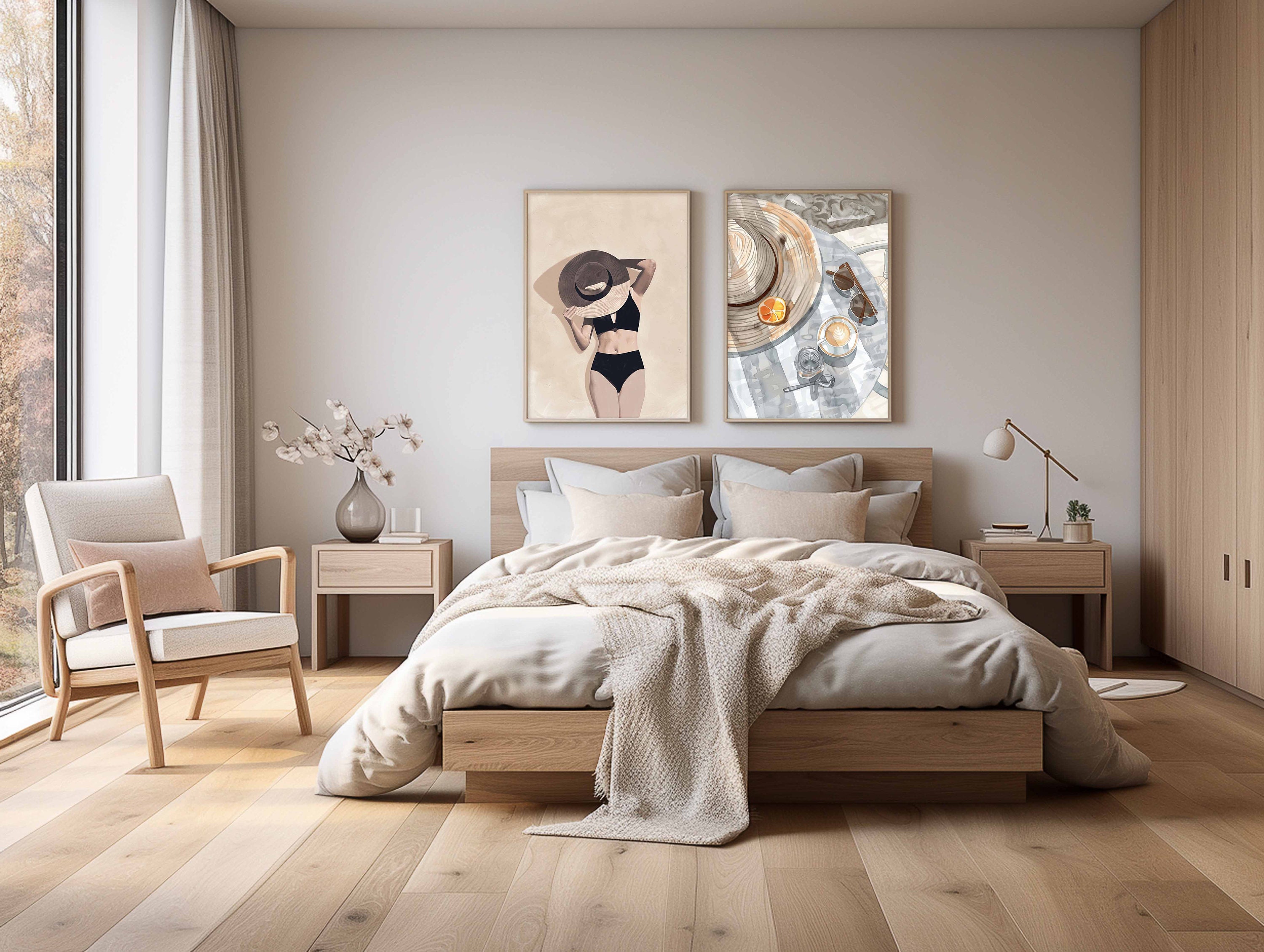 Retro Sunbathing Poster Duo Sunglasses, Oranges and a Summer Hat Poster ...