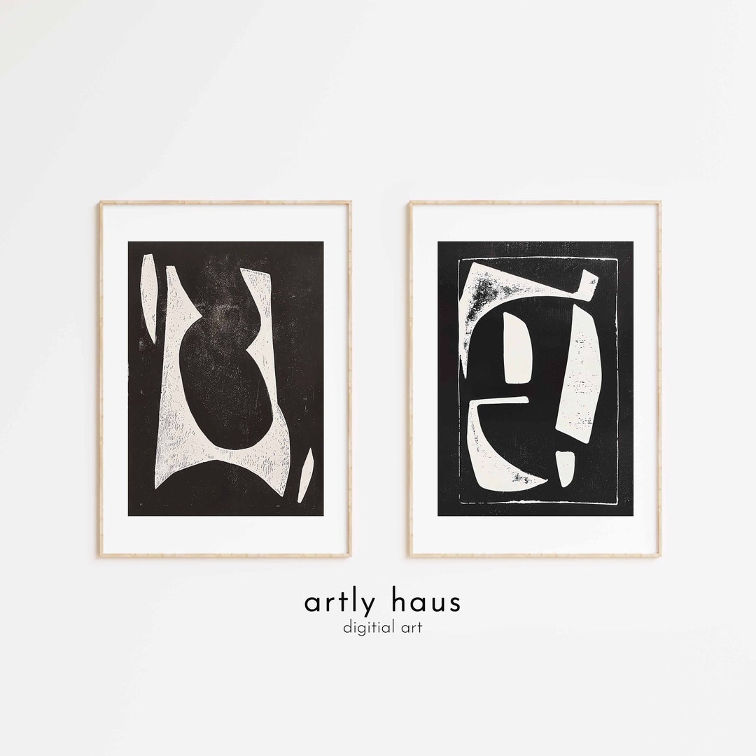 Abstract Shapes Poster Duo Neutral Printable Modern Minimalist Poster ...