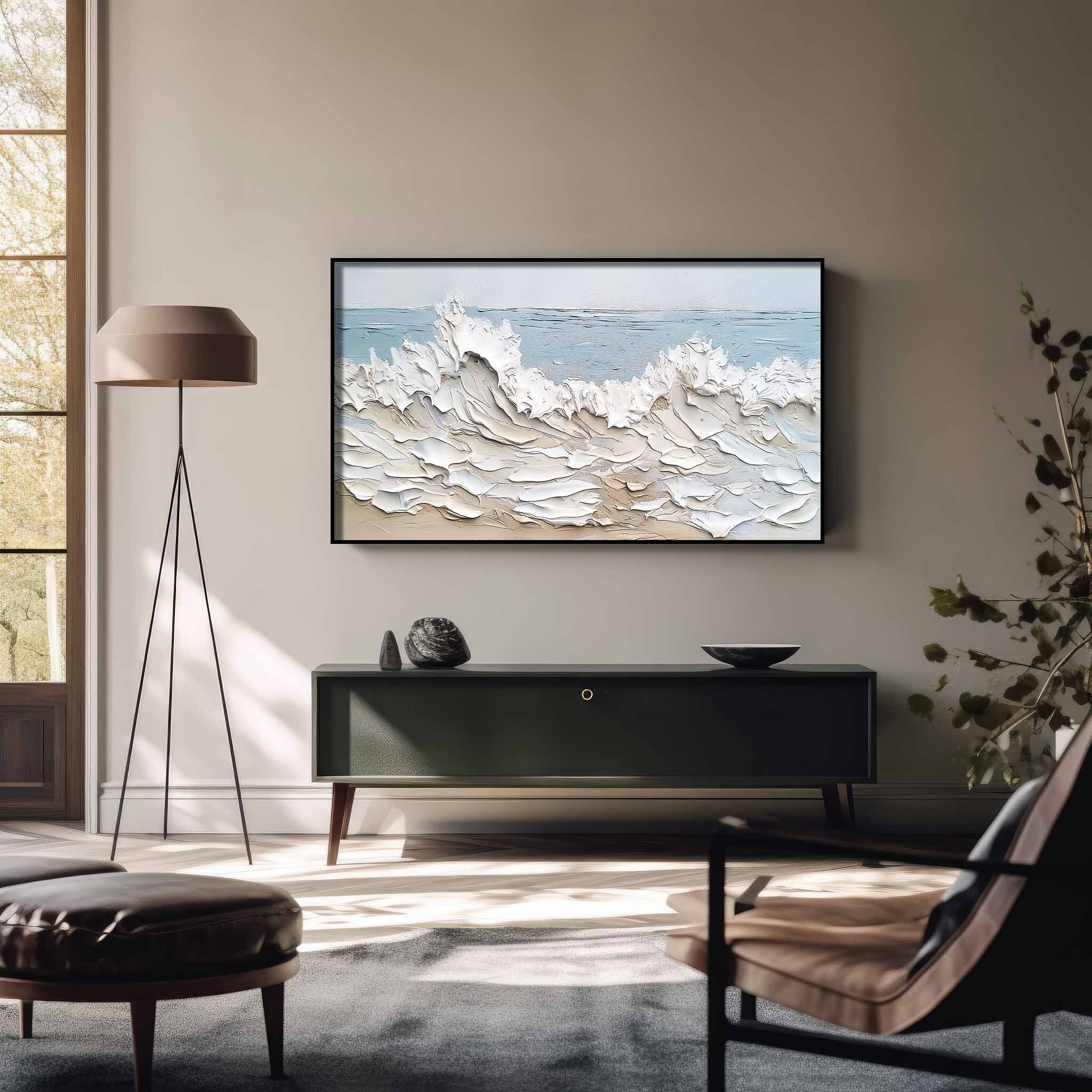 Samsung Frame TV Art Calm Shore Waves Textured Coastal Scene Serene ...