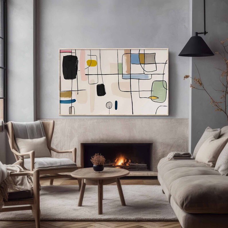 Samsung Frame TV Art Abstract Geometric Harmony Modern Minimalist Lines ...